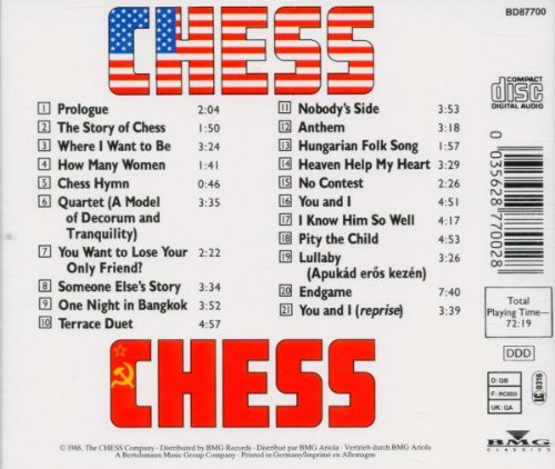 CD CHESS - Original Broadway Cast 1988 --> Musical, Playback, Playbacks ...
