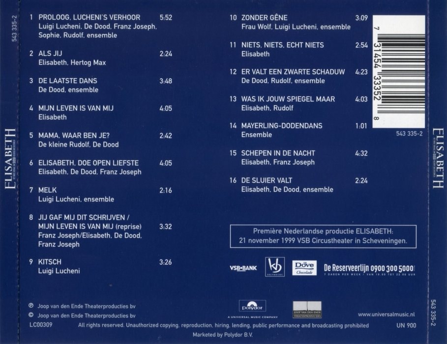 CD ELISABETH - Original Niederlande Cast 1999 --> Musical, Playback ...