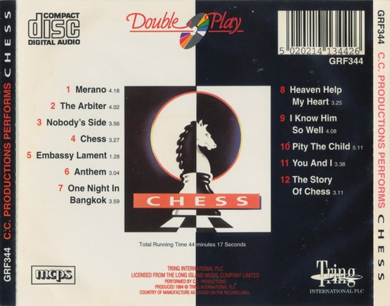CD CHESS - UK Studio Cast 1994 --> Musical, Playback, Playbacks, DVD ...
