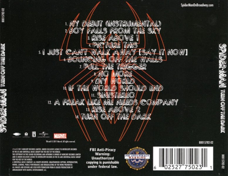 CD SPIDER-MAN - TURN OFF THE DARK - Original Broadway Cast 2011 ...