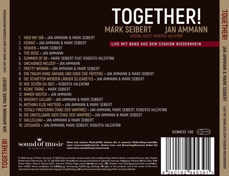 CD Jan Ammann & Mark Seibert - Together! --> Musical, Playback, Playbacks, DVD, Karaoke, CD ...