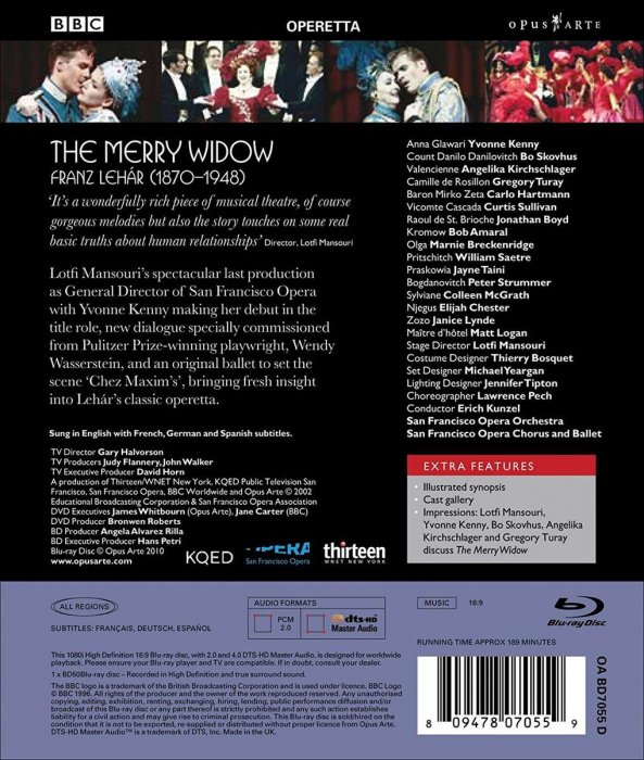 Blu-ray Disc DIE LUSTIGE WITWE (The Merry Widow) - War Memorial Opera ...