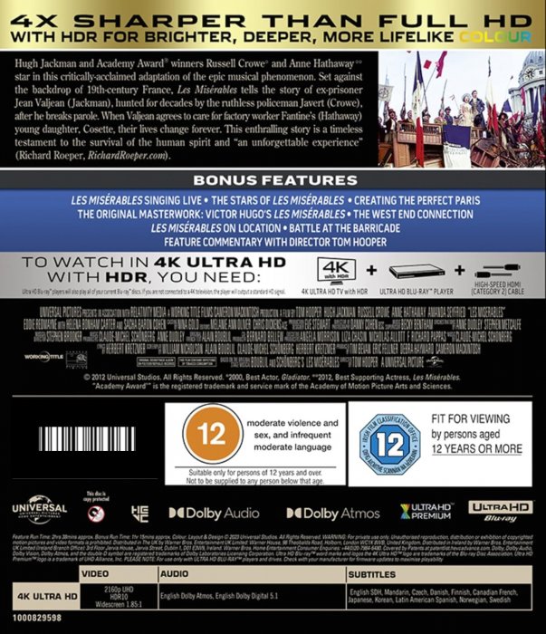 Blu-ray Disc LES MISERABLES (4K Ultra HD + Blu-ray, All Regions ...