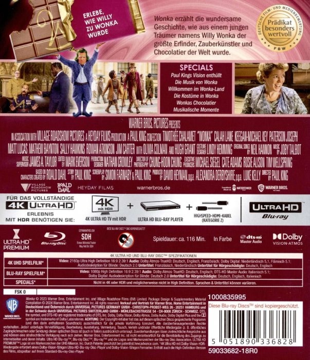 Blu-ray Disc WONKA - (4K Ultra HD + Blu-ray - Alle Regionen) --> Musical, Playback, Playbacks ...