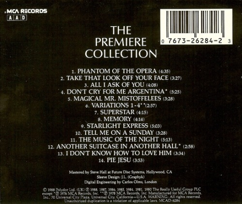 CD Andrew Lloyd Webber - The Premiere Collection - The Best Of Andrew Lloyd Webber --> Musical ...