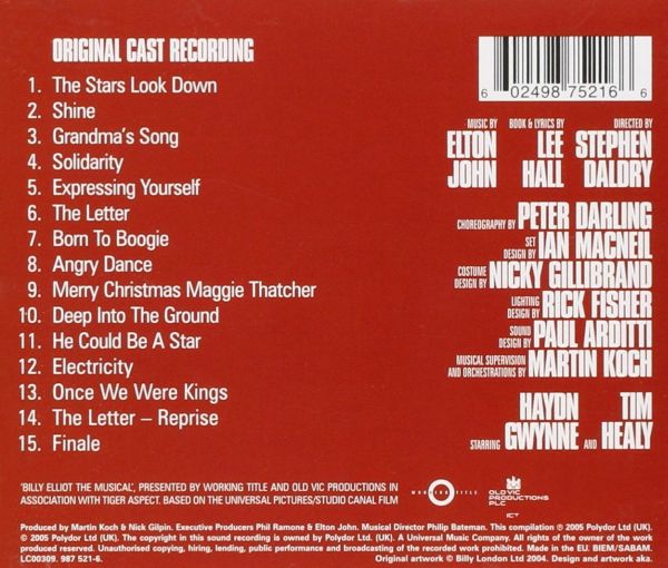 CD BILLY ELLIOT - Original London Cast 2005 --> Musical, Playback ...
