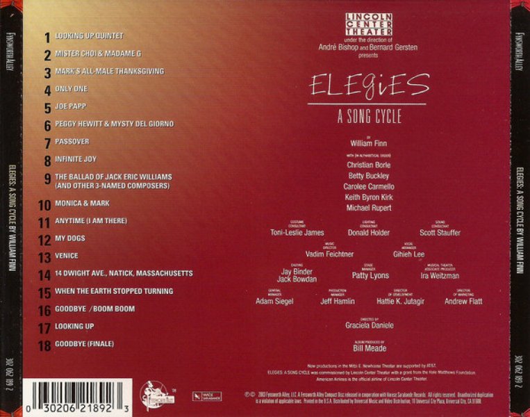 CD ELEGIES - Original Off-Broadway Cast 2003 --> Musical, Playback, Playbacks, DVD, Karaoke, CD ...