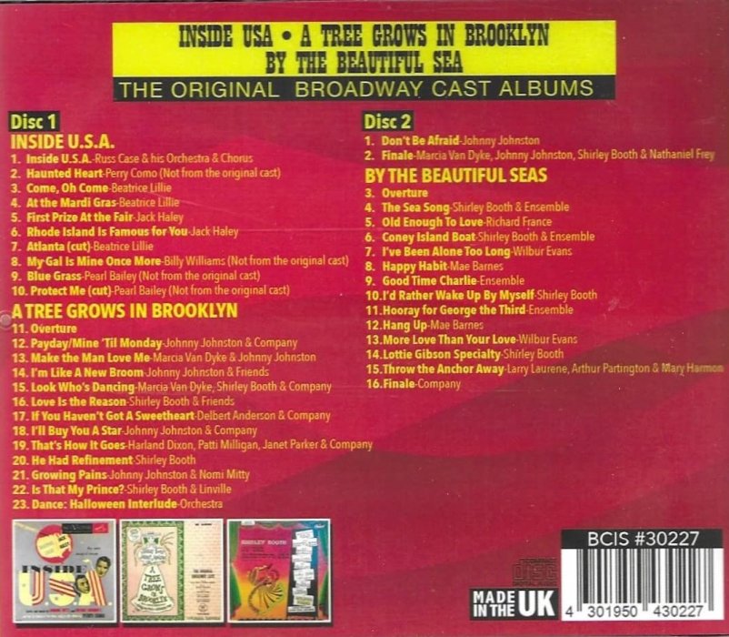 CD INSIDE U.S.A. + A TREE GROWS IN BROOKLYN + BY THE BEAUTIFUL SEAS ...
