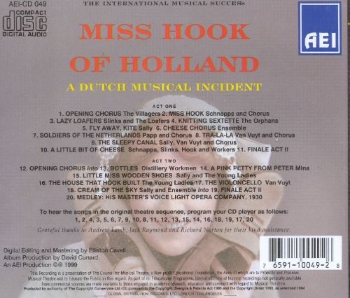 CD MISS HOOK OF HOLLAND - Original London Cast 1968 --> Musical CDs ...