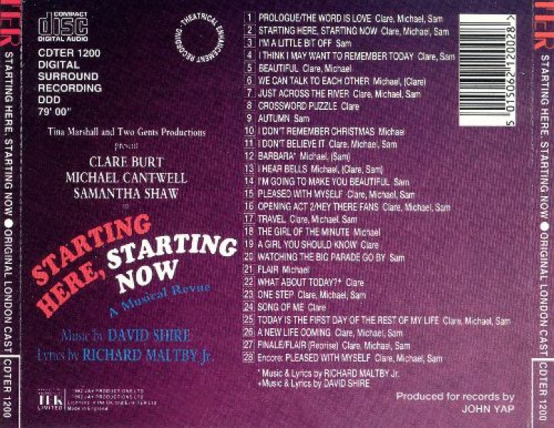 CD STARTING HERE, STARTING NOW - Original London Cast 1992 --> Musical ...