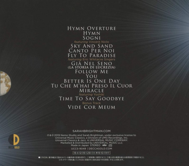 CD Sarah Brightman - Hymn - World Tour Limited Edition (Japan-Release ...