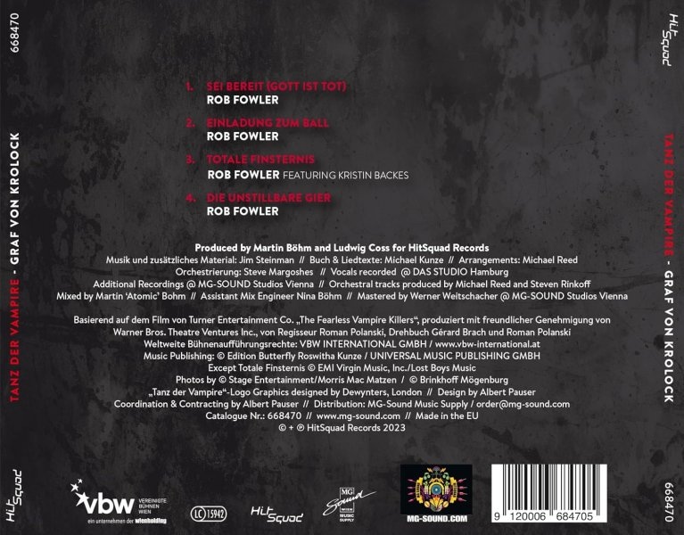 CD TANZ DER VAMPIRE - Original Hamburg Cast 2023 - Graf von Krolock-EP --> Musical CDs, DVDs ...