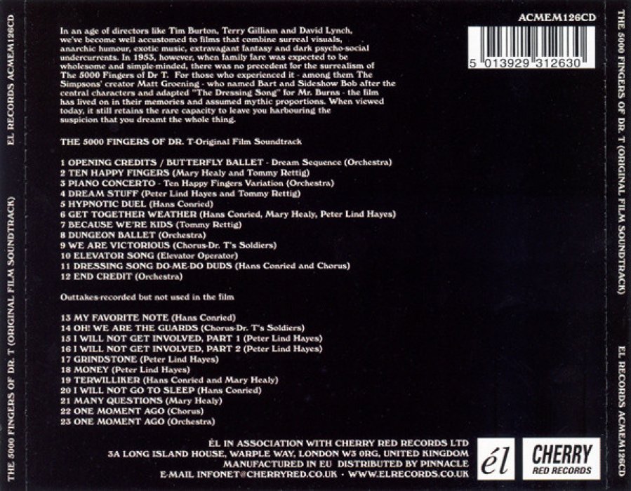 CD THE 5000 FINGERS OF DR. T - Original Film Soundtrack 1953 ...
