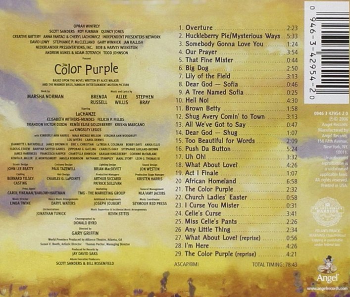 CD THE COLOR PURPLE - Original Broadway Cast 2006 --> Musical CDs, DVDs ...
