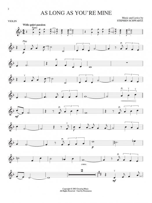 Sheet Music + Download-Playbacks WICKED (for Violin) -->