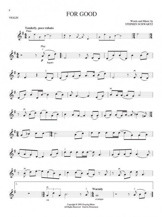 Sheet Music + Download-Playbacks WICKED (for Violin) -->