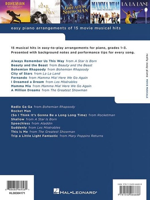 Sheet music REALLY EASY PIANO: MOVIE MUSICALS (Easy Piano) --> Musical ...